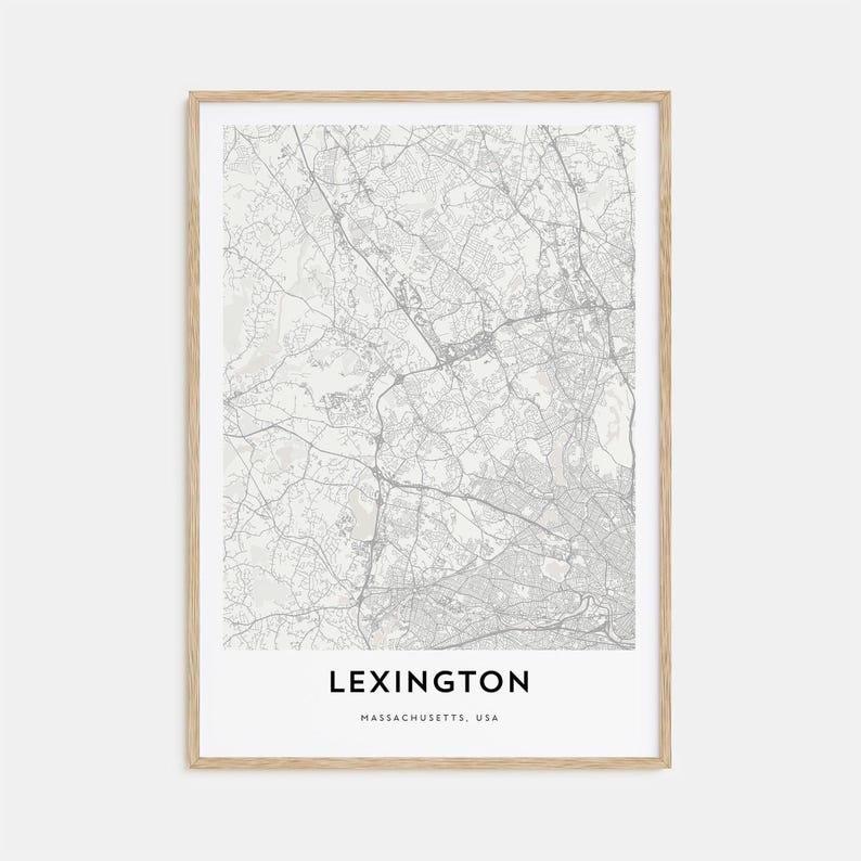 Map of Lexington Massachusetts Print, Lexington Map Gift, Lexington ...