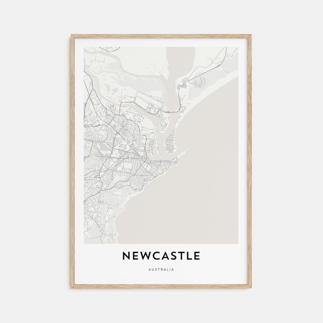 Map of Newcastle Australia Print, Newcastle Map Gift, Newcastle Poster ...