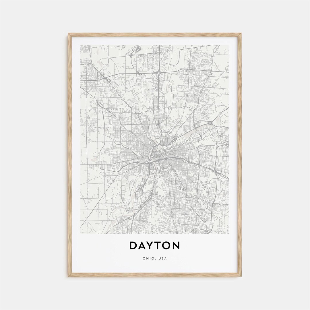 Map of Dayton Print, Dayton Map Gift, Dayton Poster, City Map Artwork ...