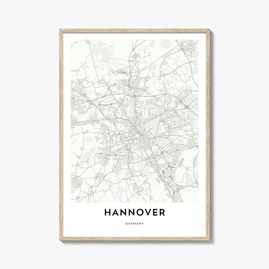 Mapa de Hannover Impressão, Mapa de Hannover Presente, Pôster de ...