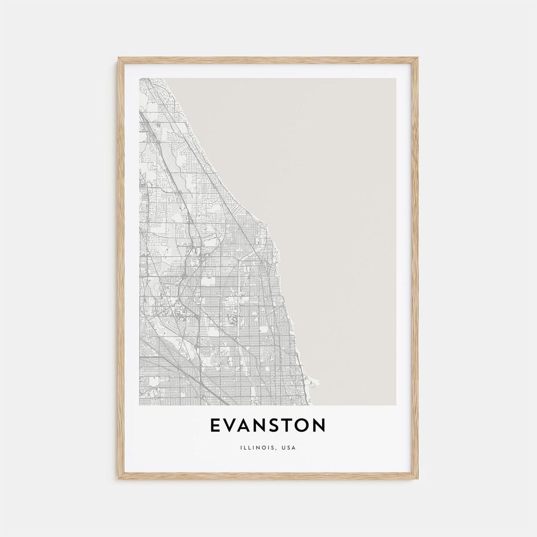 Map of Evanston Print, Evanston Map Gift, Evanston Poster, City Map ...