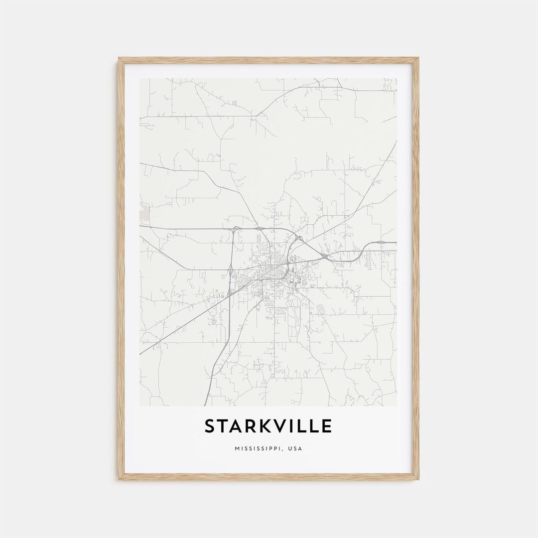 Map of Starkville Print, Starkville Map Gift, Starkville Poster, City ...