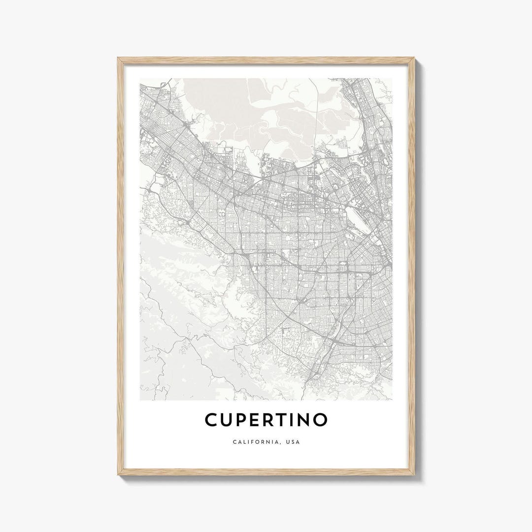 Cupertino Map Poster Print, Silicon Valley Wall Art, California Decor ...