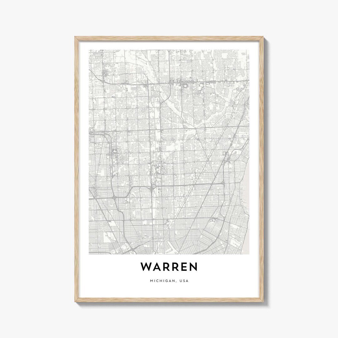 Map of Warren Print, Warren Map Gift, Warren Poster, City Map Artwork ...