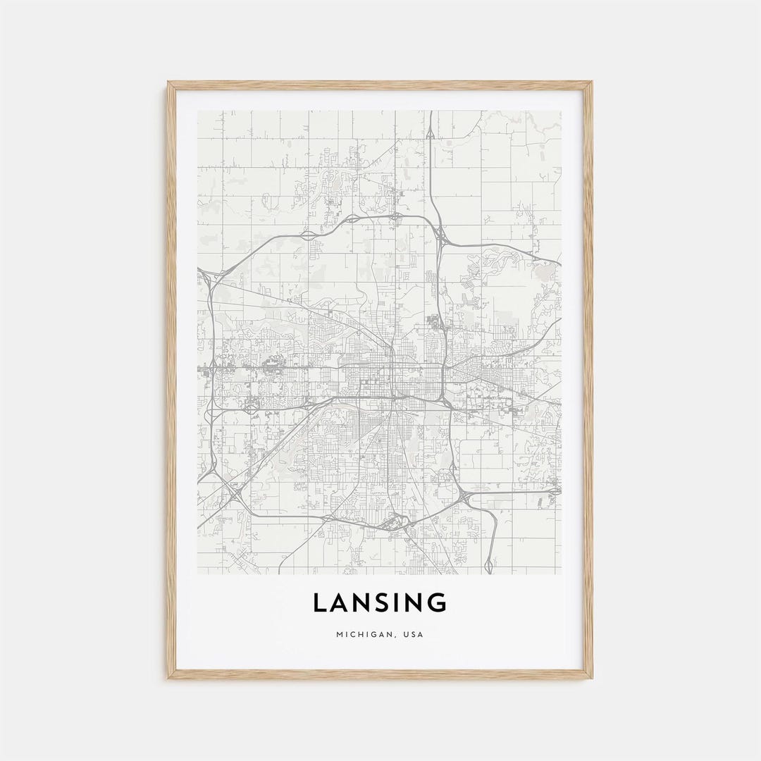 Map of Lansing Print, Lansing Map Gift, Lansing Poster, City Map ...