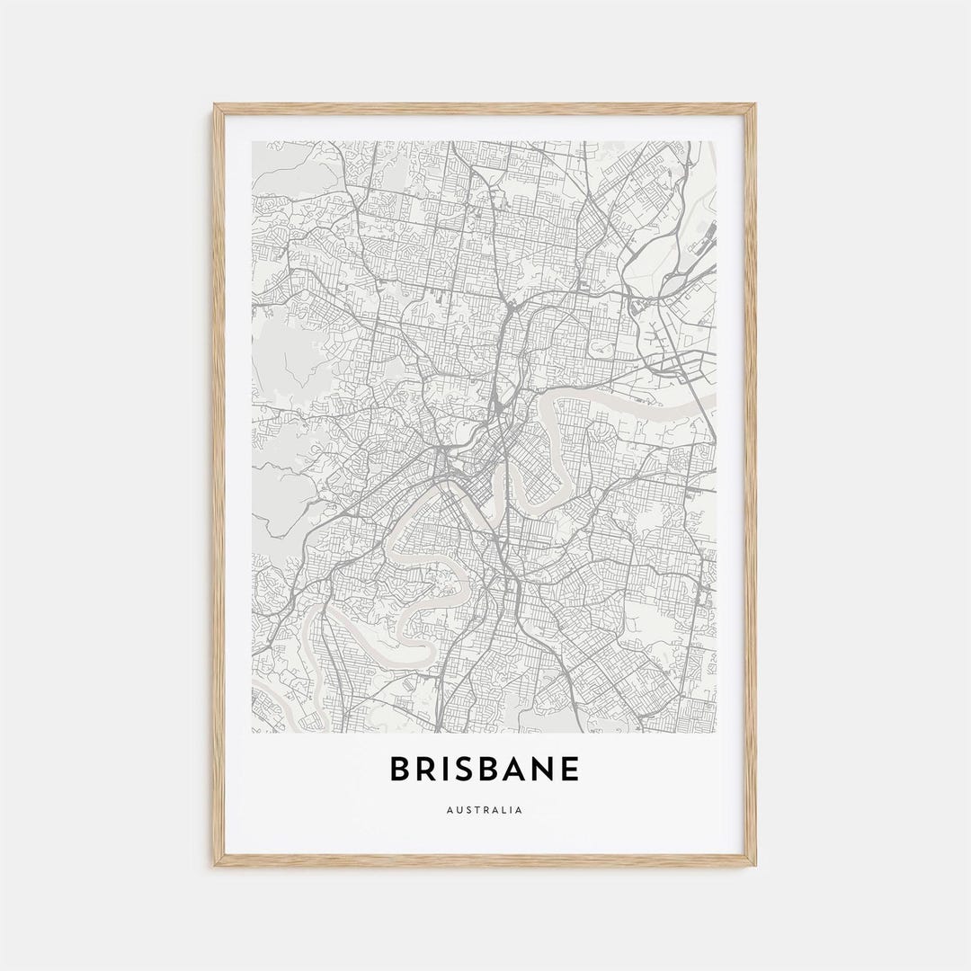 Map of Brisbane Print, Brisbane Map Gift, Brisbane Poster, City Map ...