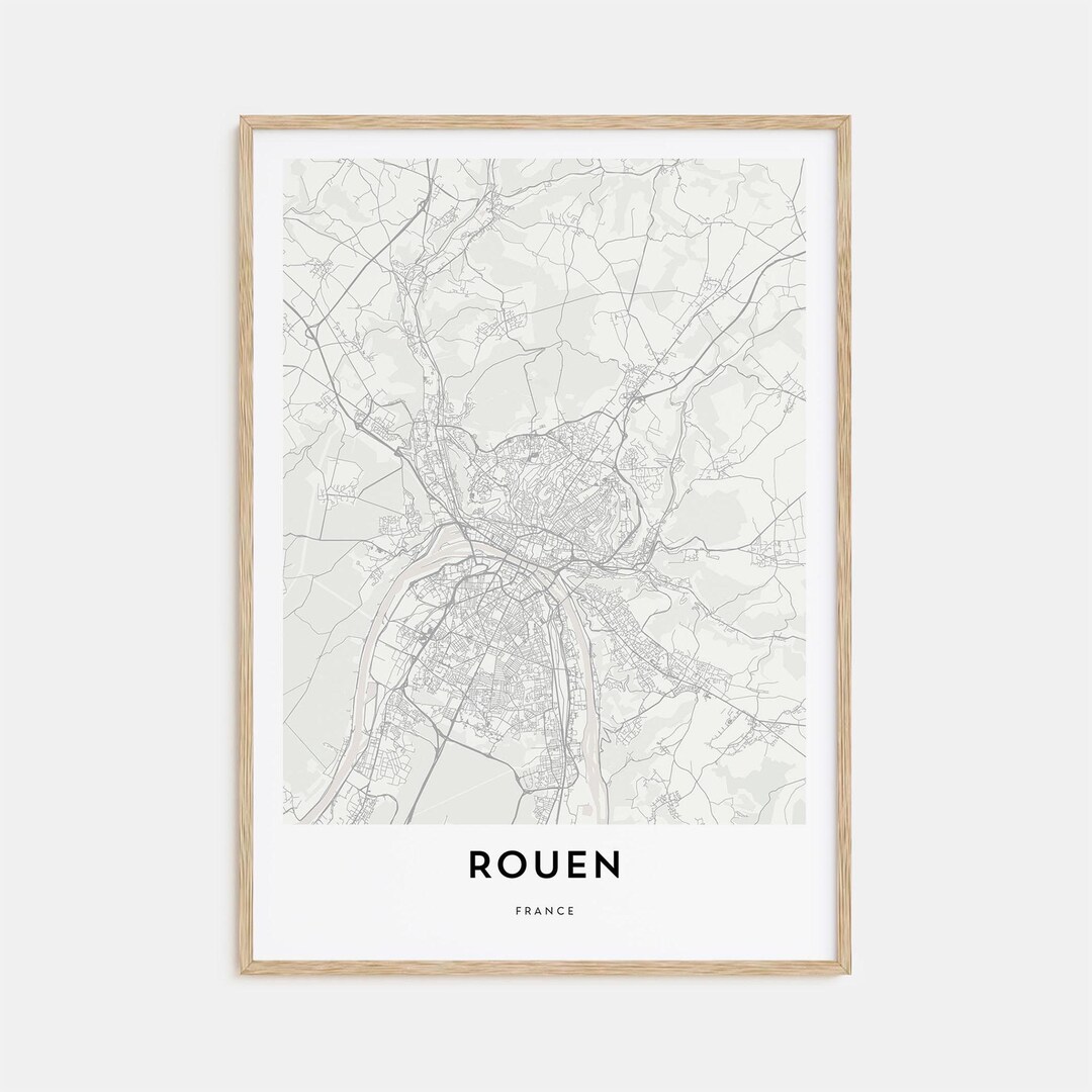 Map of Rouen Print, Rouen Map Gift, Rouen Poster, City Map Artwork for ...