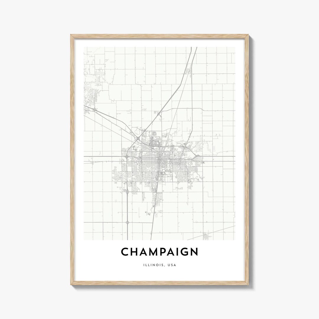 Map of Champaign Print, Champaign Map Gift, Champaign Poster, City Map ...