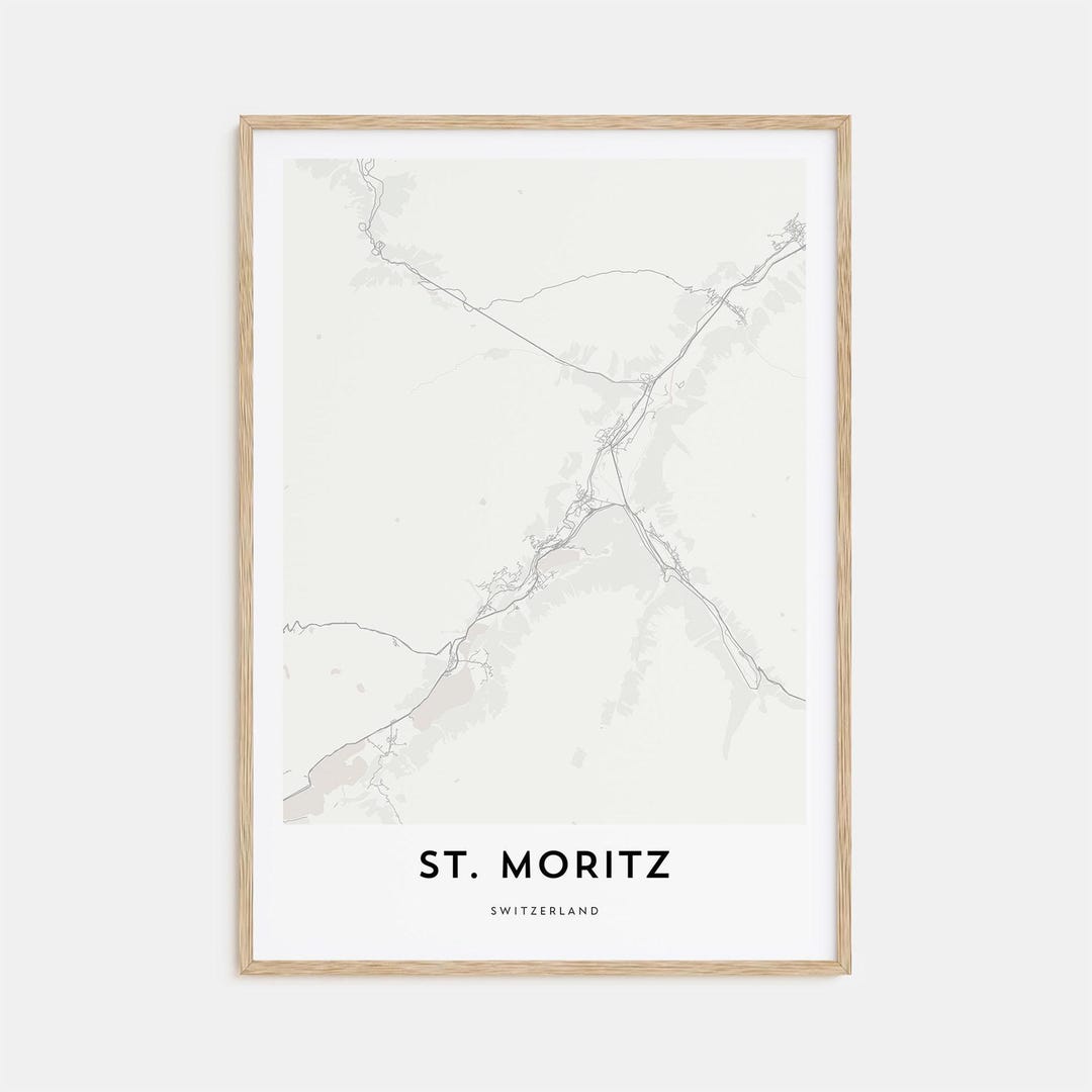 Map of St Moritz Print, St Moritz Map Gift, St Moritz Poster, City Map ...