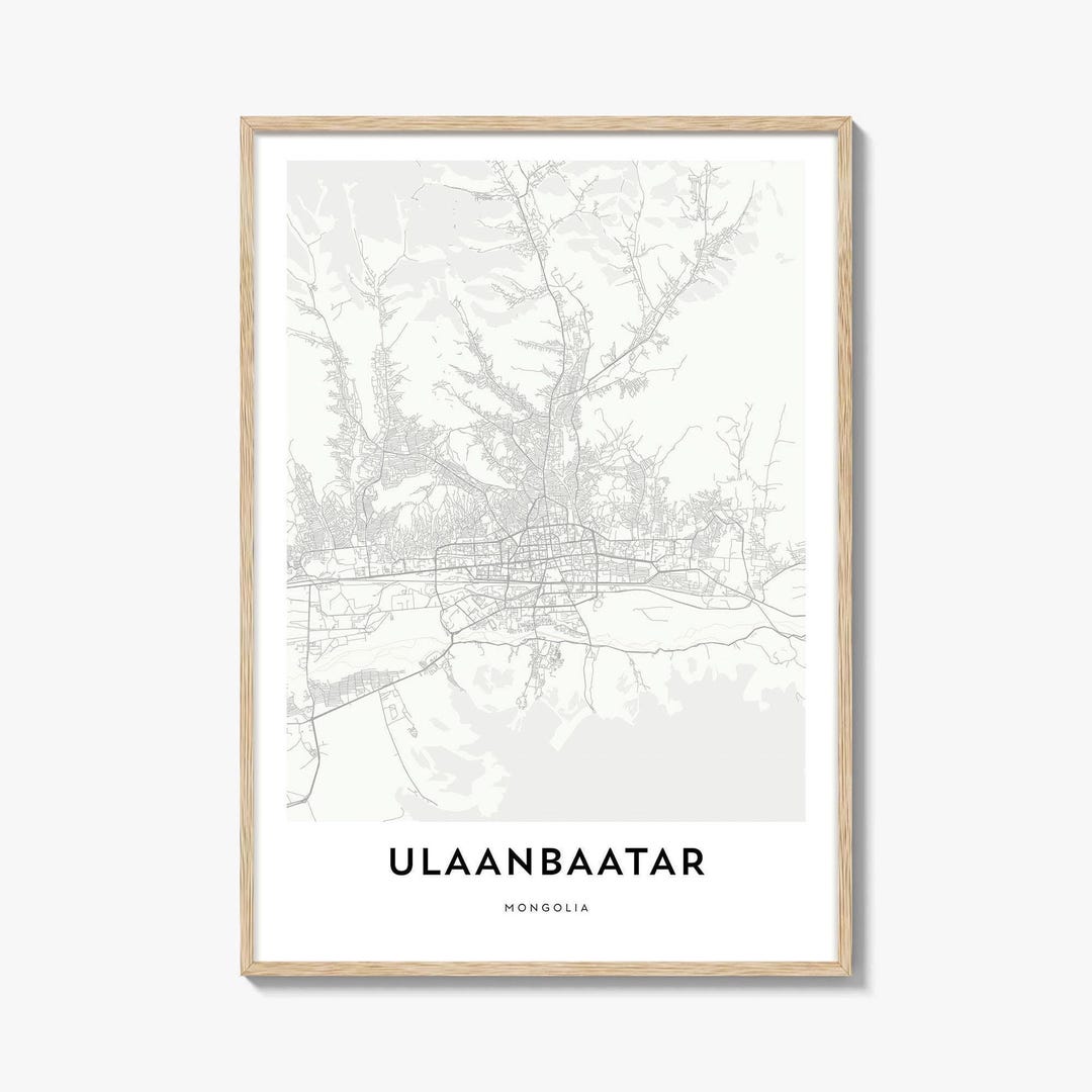 Ulaanbaatar Map Poster Print, Mongolia Wall Art, Ulan Bator Decor, City ...