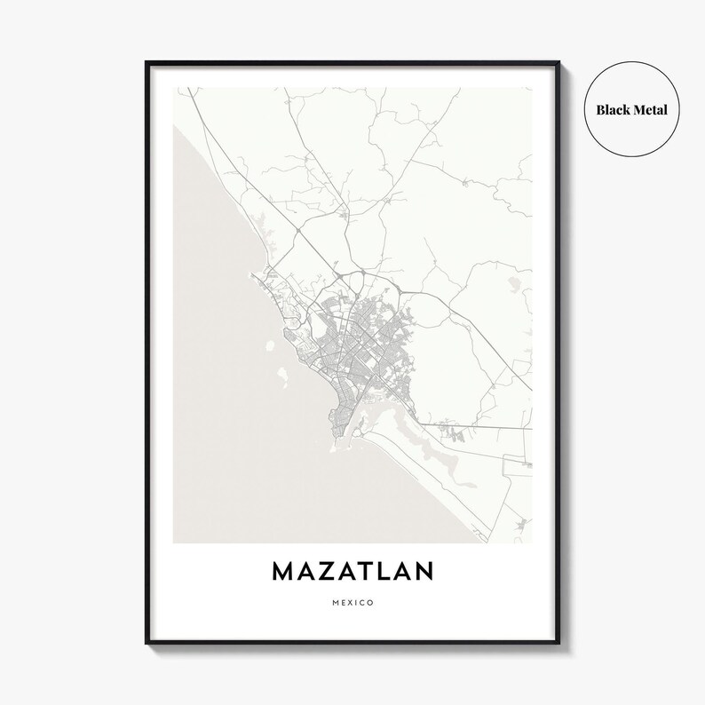 Mazatlan Map Poster Print, Sinaloa Wall Art, Mexico Decor, Pacific ...