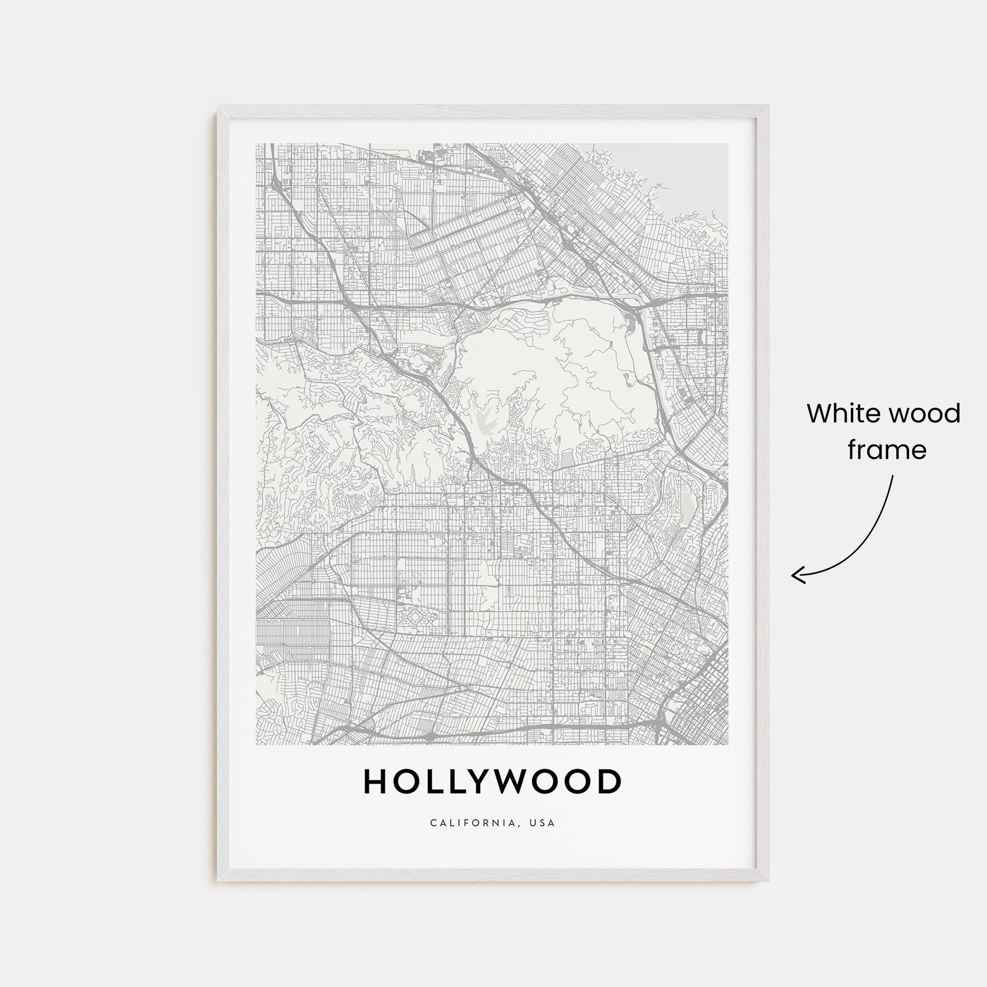 Map of Hollywood Print, Hollywood Map Gift, Hollywood Poster, City Map ...