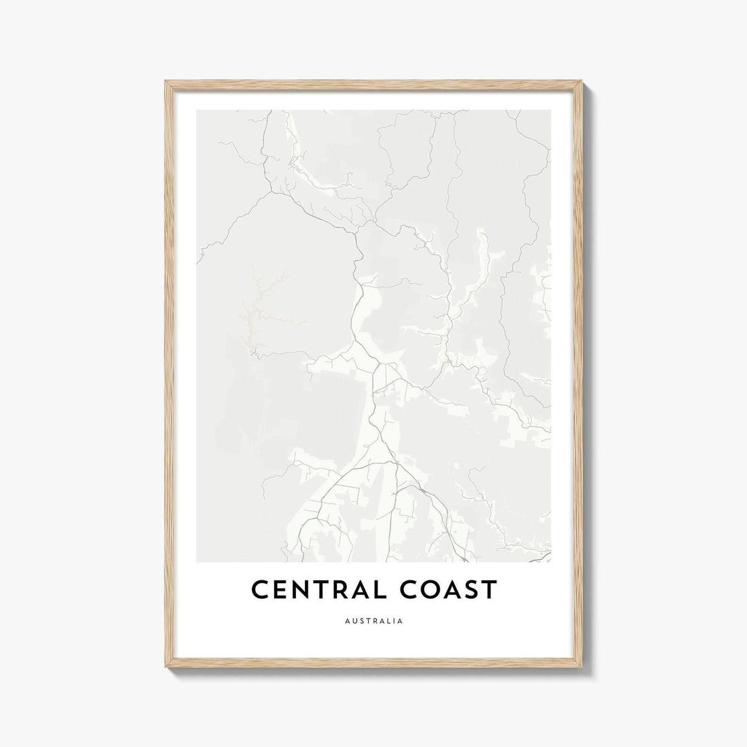 Central Coast Map Poster Print, New South Wales Wall Art, Australia ...
