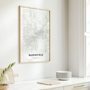 Map of Bakersfield Print, Bakersfield Map Gift, Bakersfield Poster, City Map Artwork for Home ...