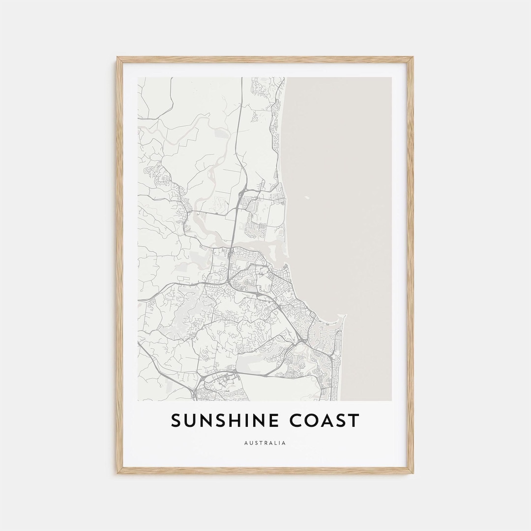 Map of Sunshine Coast Print, Sunshine Coast Map Gift, Sunshine Coast ...
