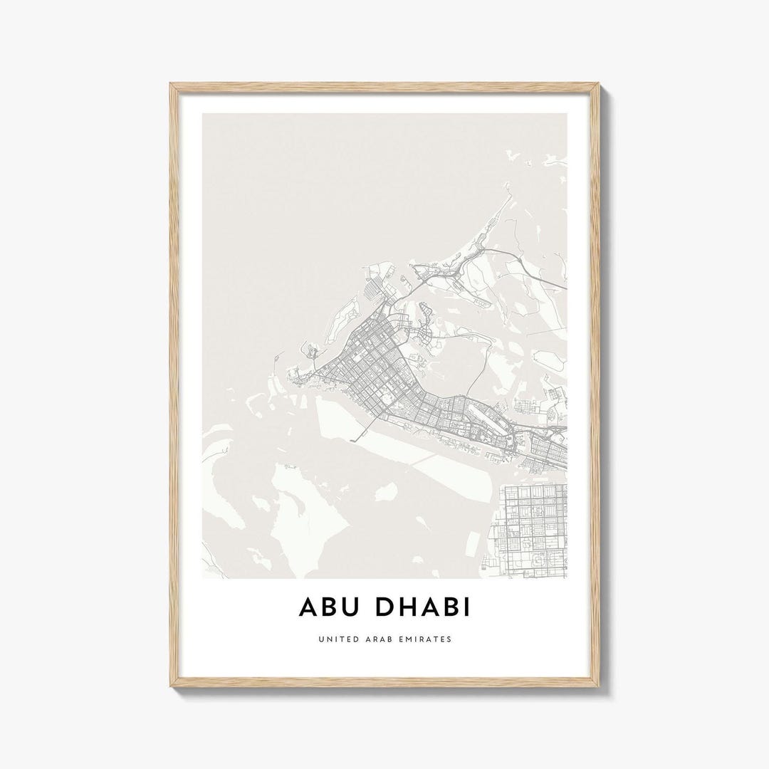 Abu Dhabi Map Poster Print, UAE Wall Art, United Arab Emirates Decor ...