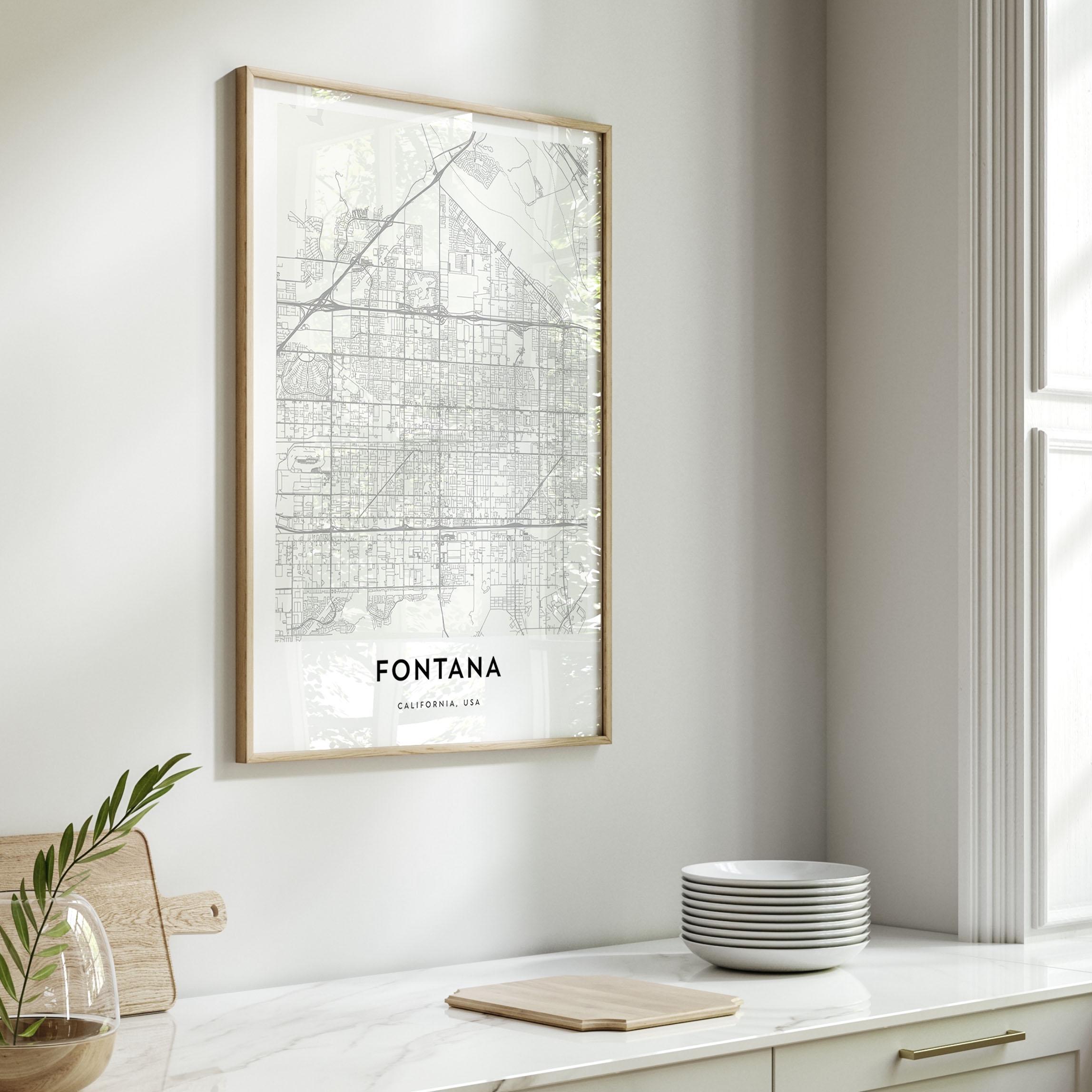 Map of Fontana Print, Fontana Map Gift, Fontana Poster, City Map ...