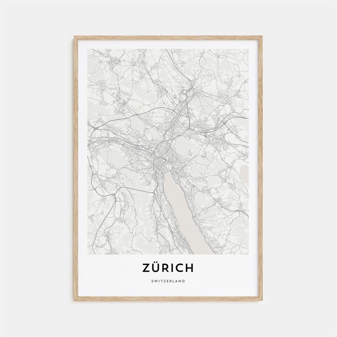 Map of Zurich Print, Zurich Map Gift, Zurich Poster, City Map Artwork ...