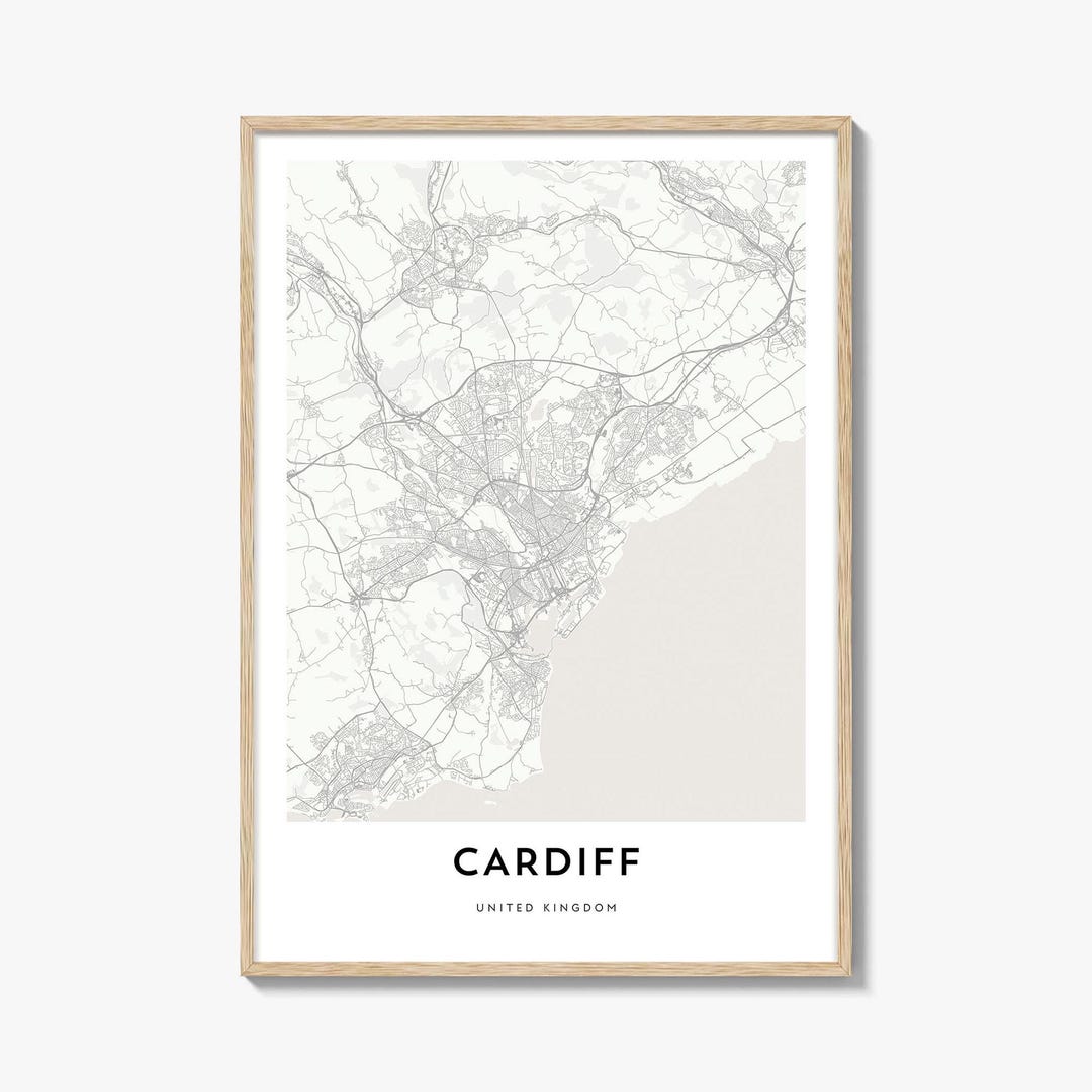 Map of Cardiff Print, Cardiff Map Gift, Cardiff Poster, City Map ...