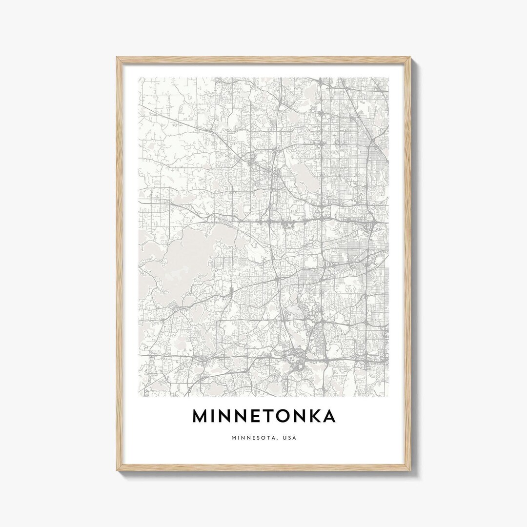 Minnetonka Map Poster Print, Minnesota Wall Art, Twin Cities Decor, USA ...