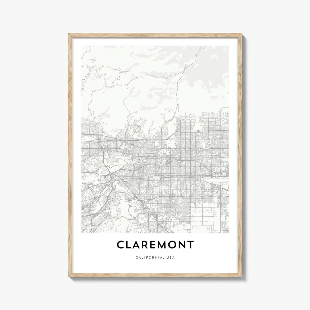 Map of Claremont Print, Claremont Map Gift, Claremont Poster, City Map ...