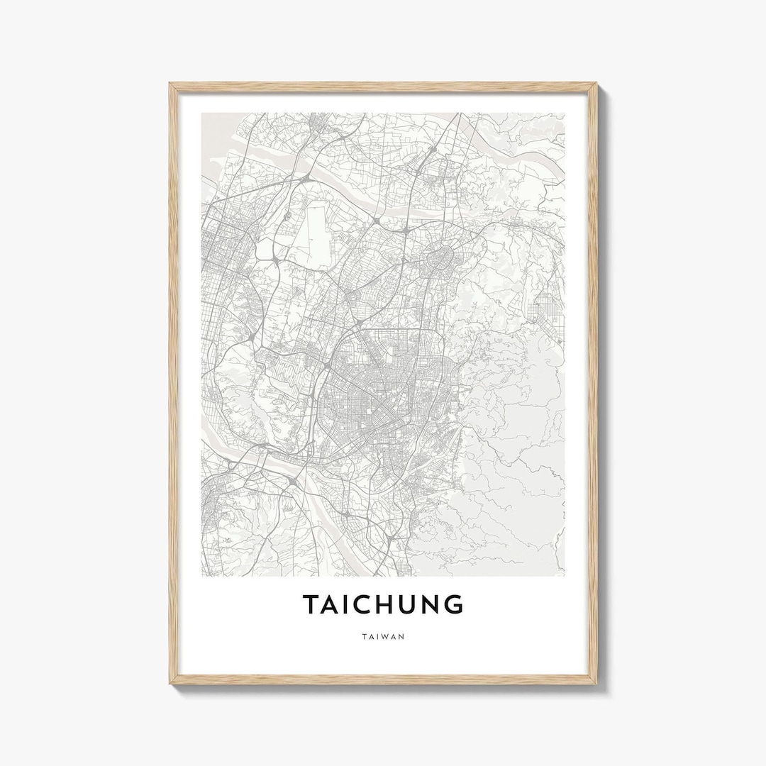 Taichung Map Poster Print, Taiwan Wall Art, Formosa Decor, City Street ...