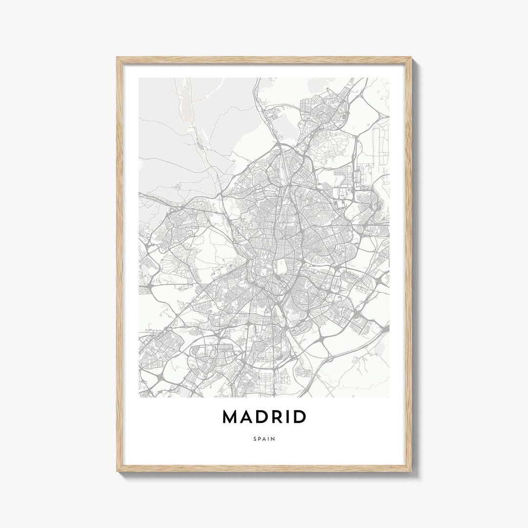 Madrid Map Poster Print, Spain Wall Art, Spanish Decor, Iberian City ...
