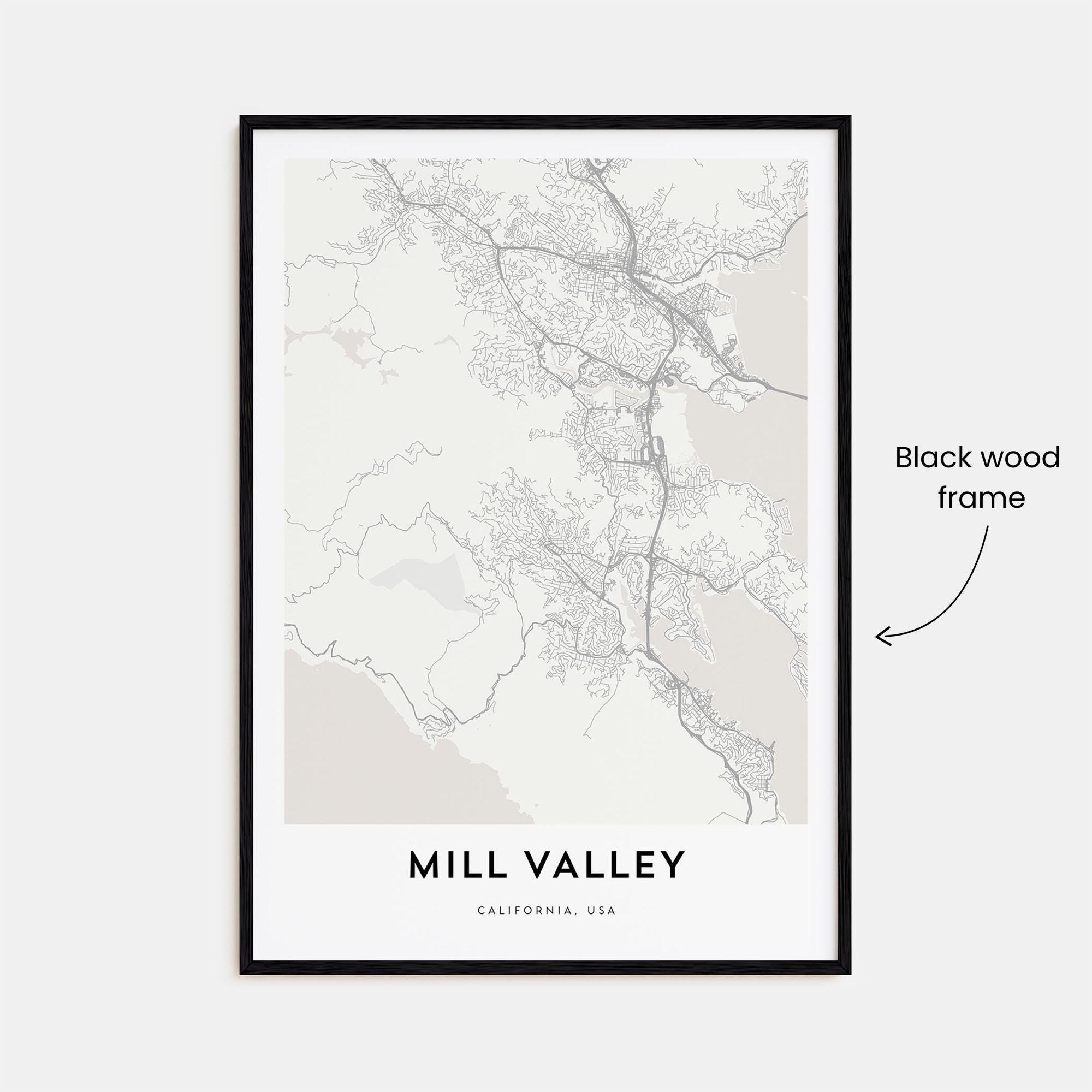 Map of Mill Valley Print, Mill Valley Map Gift, Mill Valley Poster ...