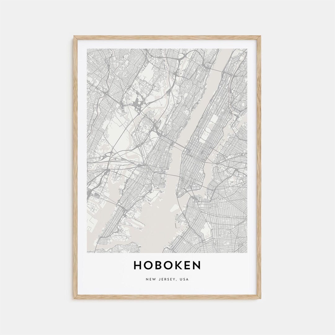 Map of Hoboken Print, Hoboken Map Gift, Hoboken Poster, City Map ...