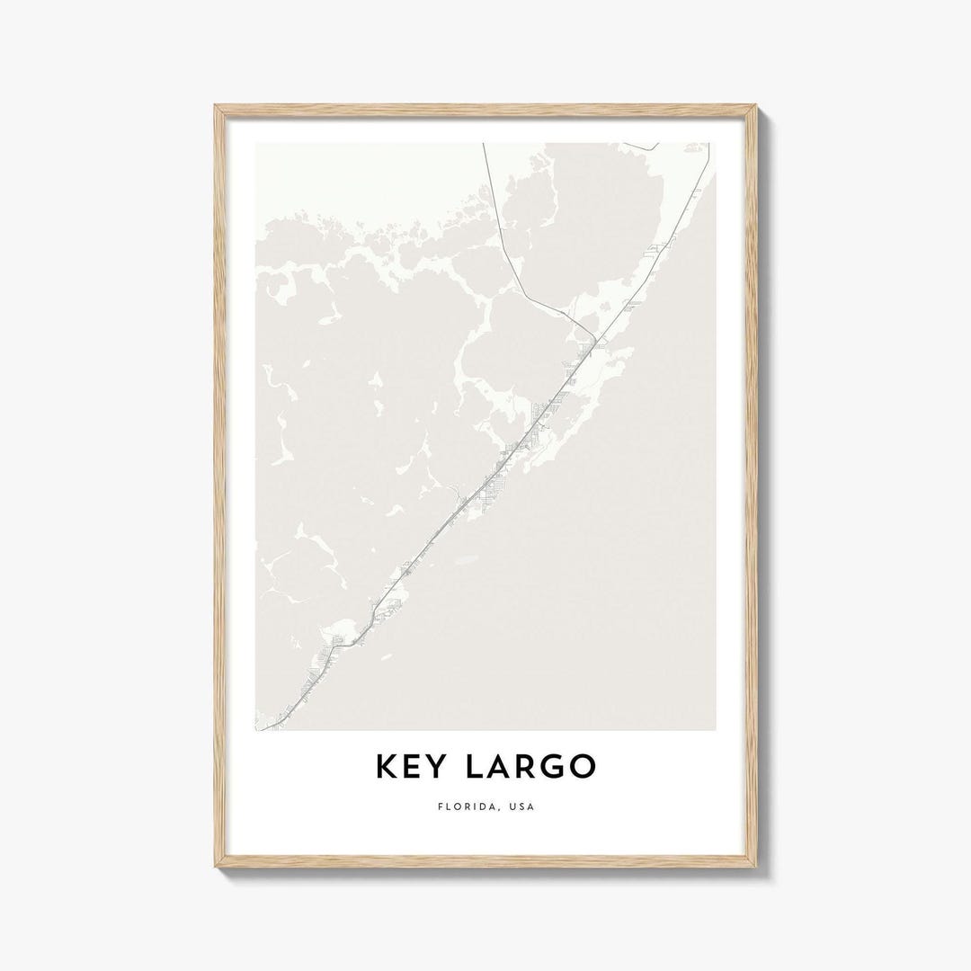 Key Largo Map Poster Print, Florida Wall Art, USA Decor, Island City ...