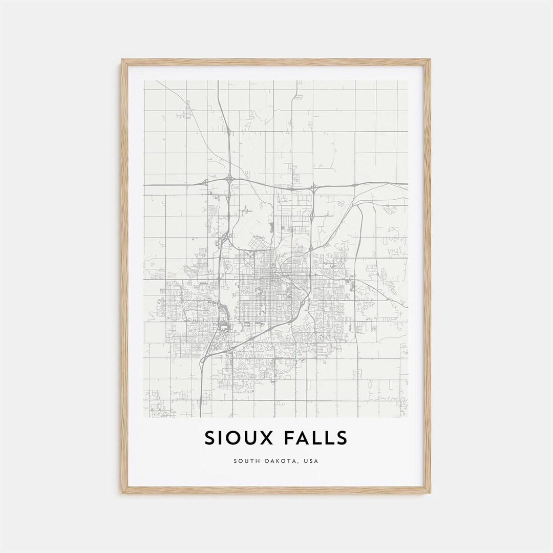 Map of Sioux Falls Print, Sioux Falls Map Gift, Sioux Falls Poster ...