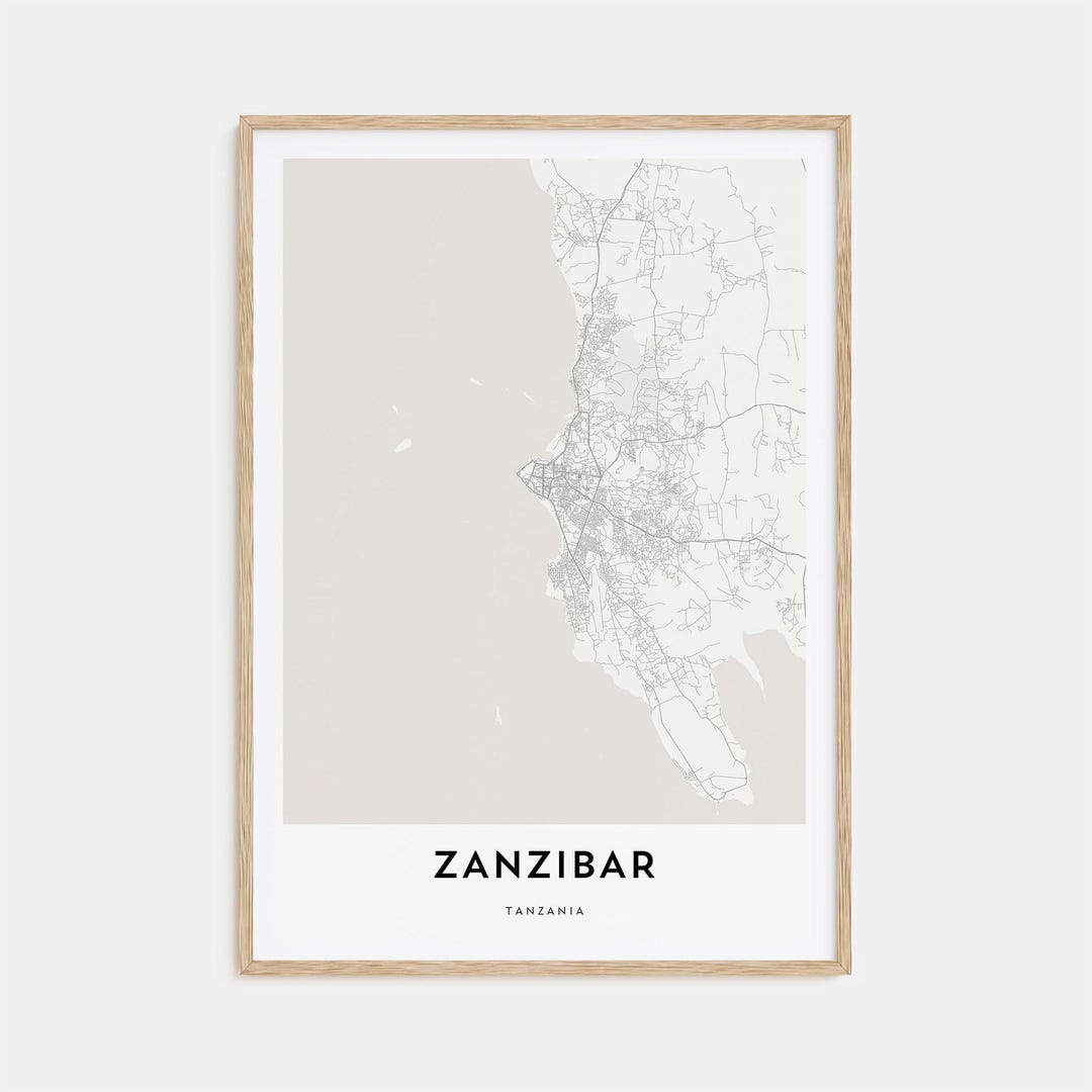 Map of Zanzibar Print, Zanzibar Map Gift, Zanzibar Poster, City Map ...