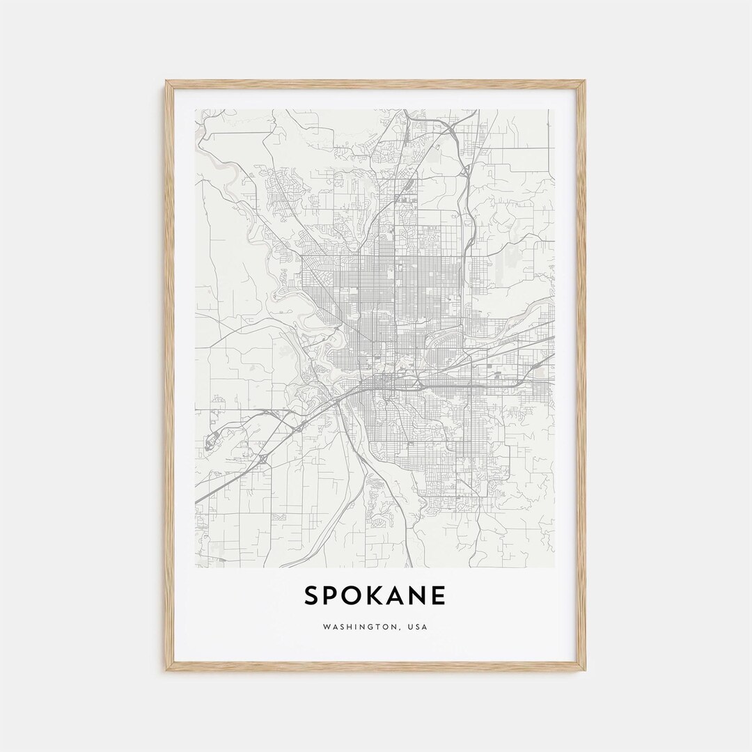 Map of Spokane Print, Spokane Map Gift, Spokane Poster, City Map ...