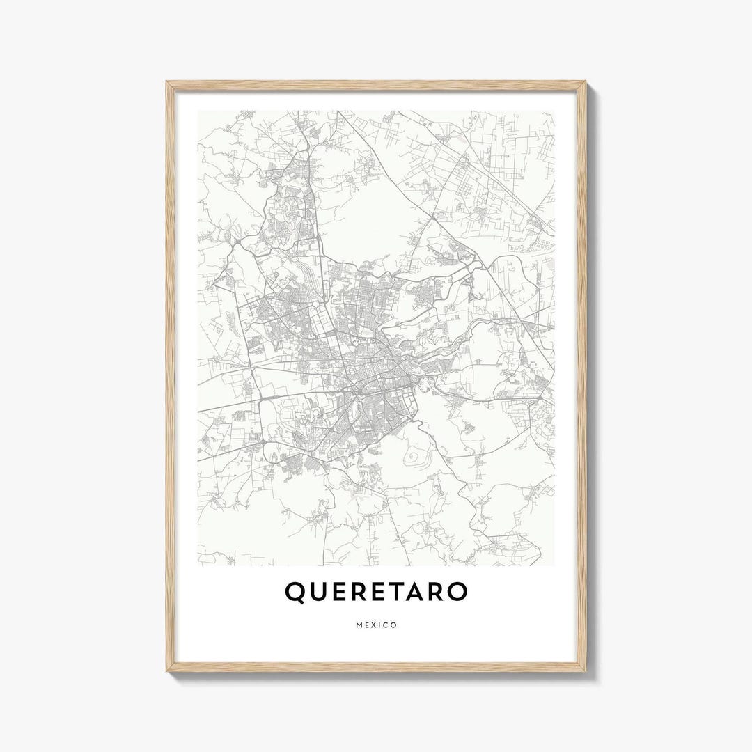 Queretaro Map Poster Print, Santiago Wall Art, Mexico Decor, Modern ...