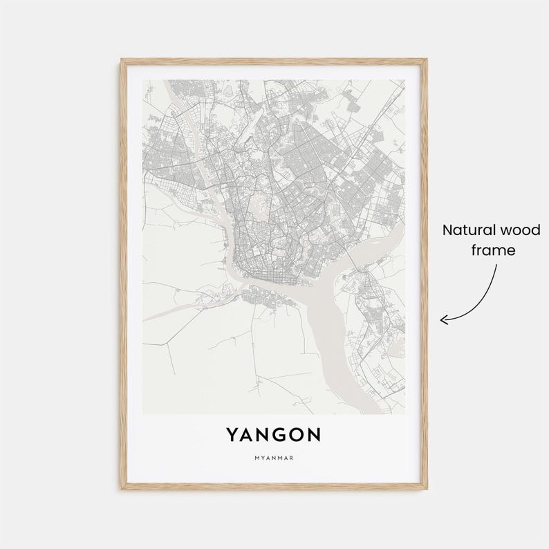 Map of Yangon Print, Yangon Map Gift, Yangon Poster, City Map Artwork ...