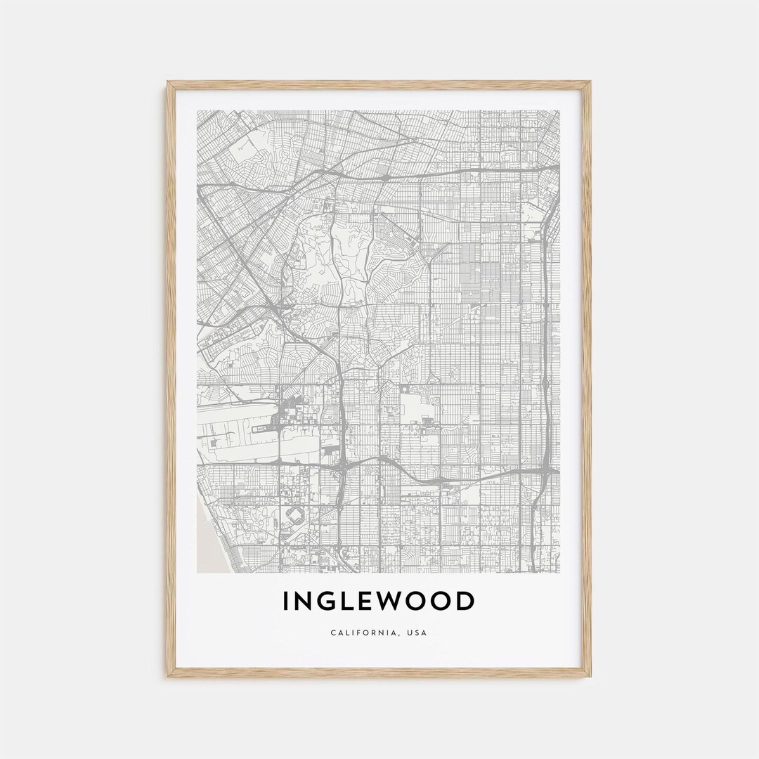 Map of Inglewood Print, Inglewood Map Gift, Inglewood Poster, City Map ...