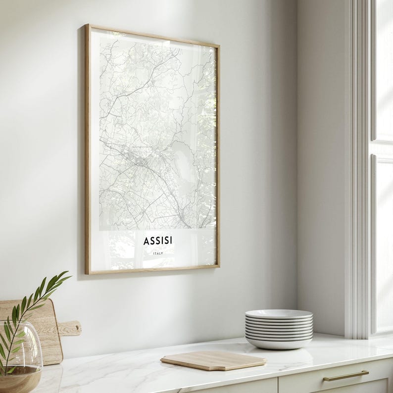 Map of Assissi Print, Assissi Map Gift, Assissi Poster, City Map ...