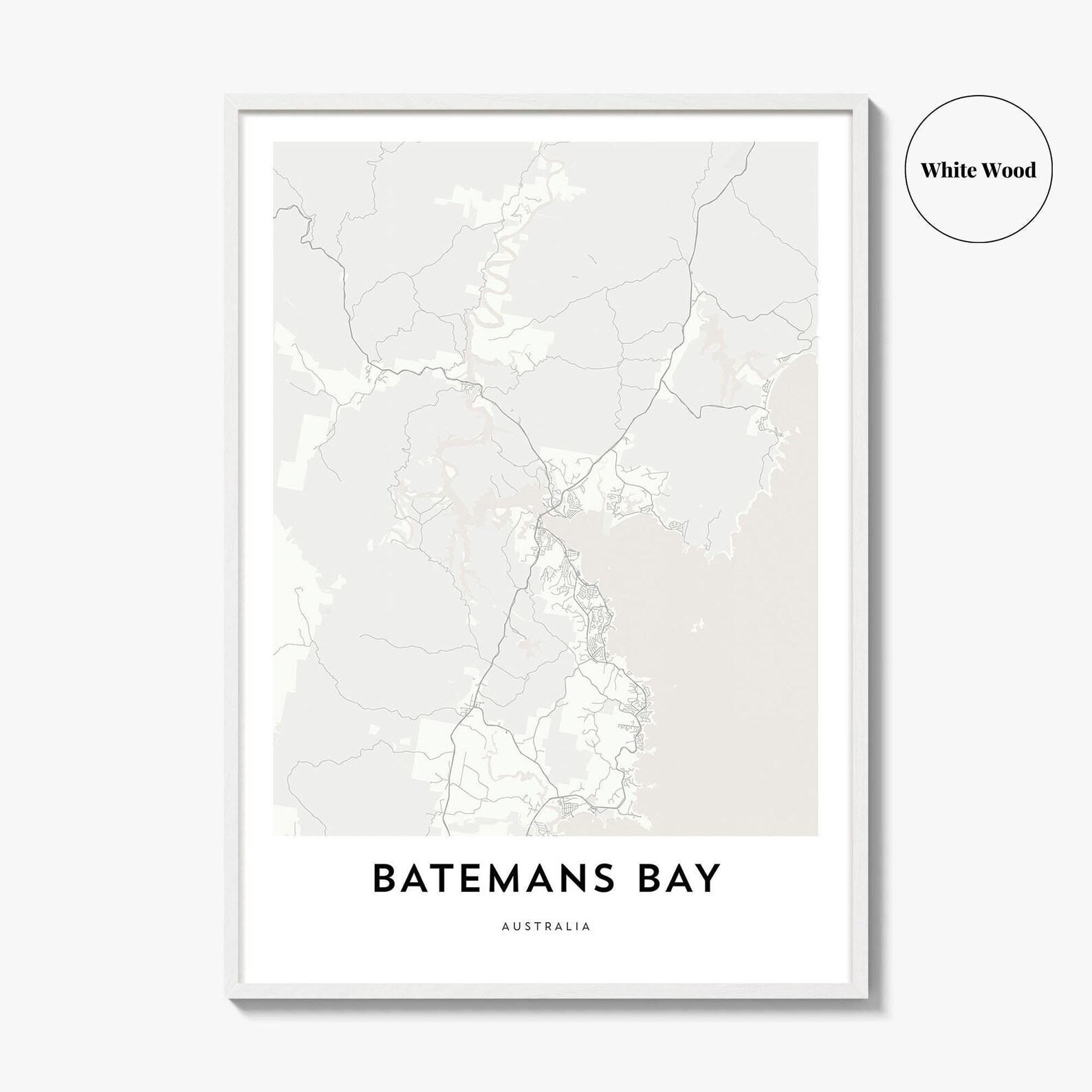 Map of Batemans Bay Print, Batemans Bay Map Gift, Batemans Bay Poster ...
