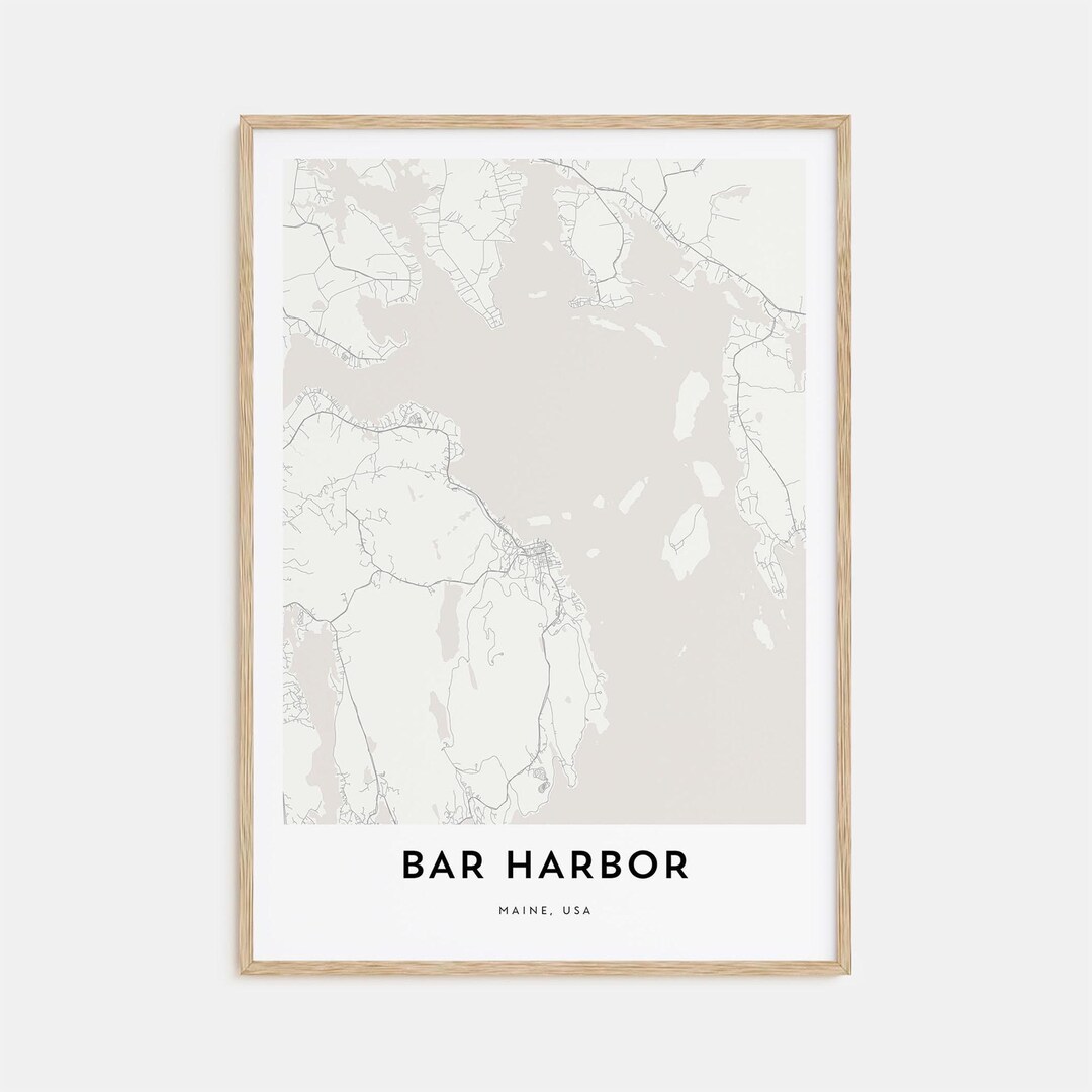 Map of Bar Harbor Print, Bar Harbor Map Gift, Bar Harbor Poster, City ...