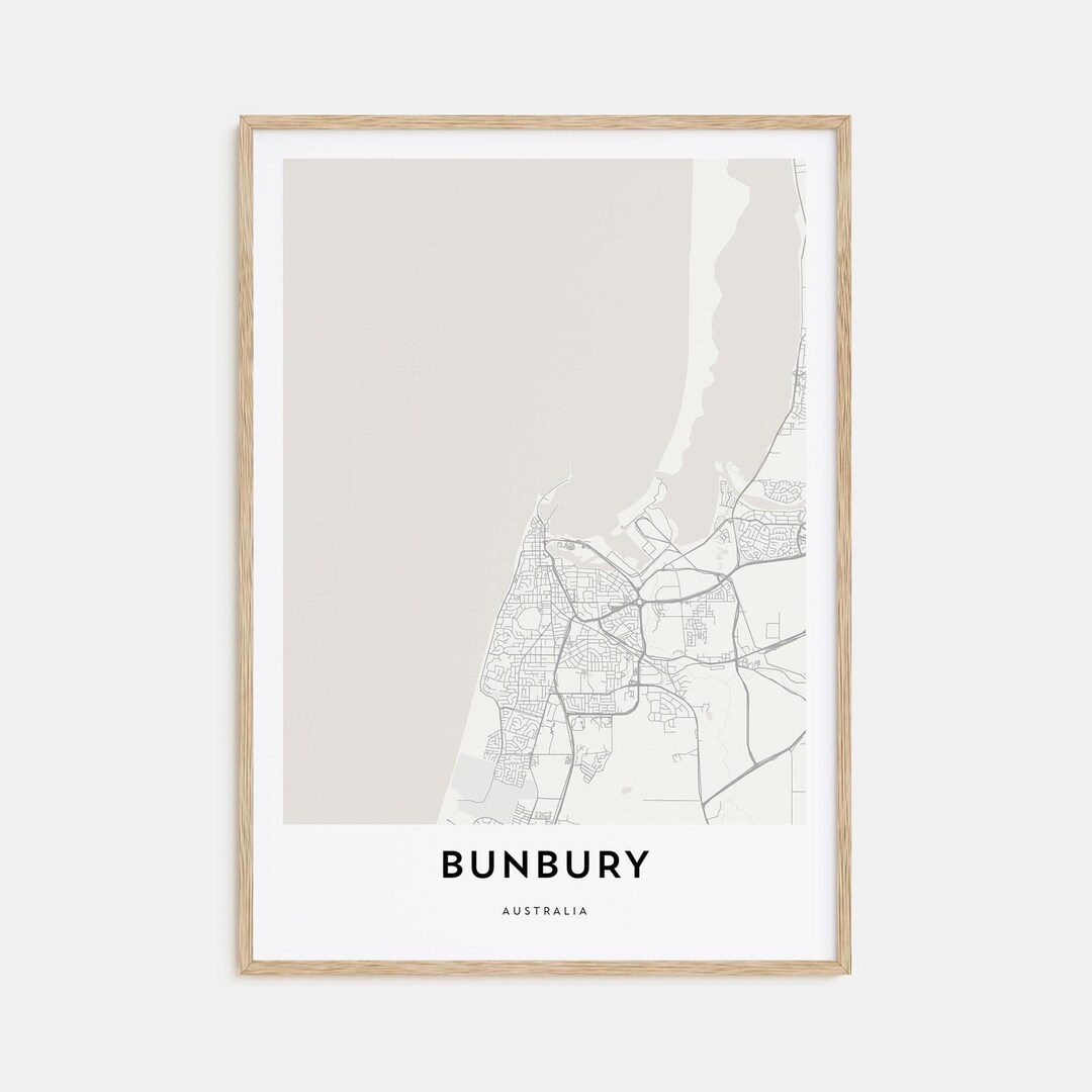 Map of Bunbury Print, Bunbury Map Gift, Bunbury Poster, City Map ...