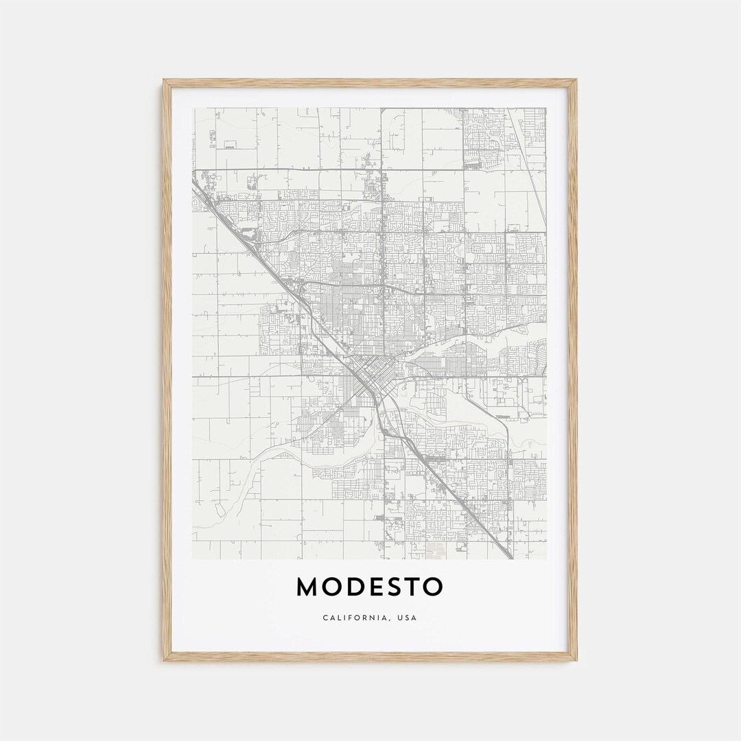 Map of Modesto Print, Modesto Map Gift, Modesto Poster, City Map ...