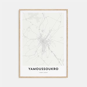Map of Yamoussoukro Print, Yamoussoukro Map Gift, Yamoussoukro Poster ...