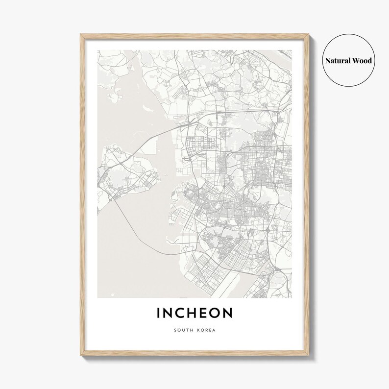 Incheon Map Print: South Korea City Map Artwork - Etsy