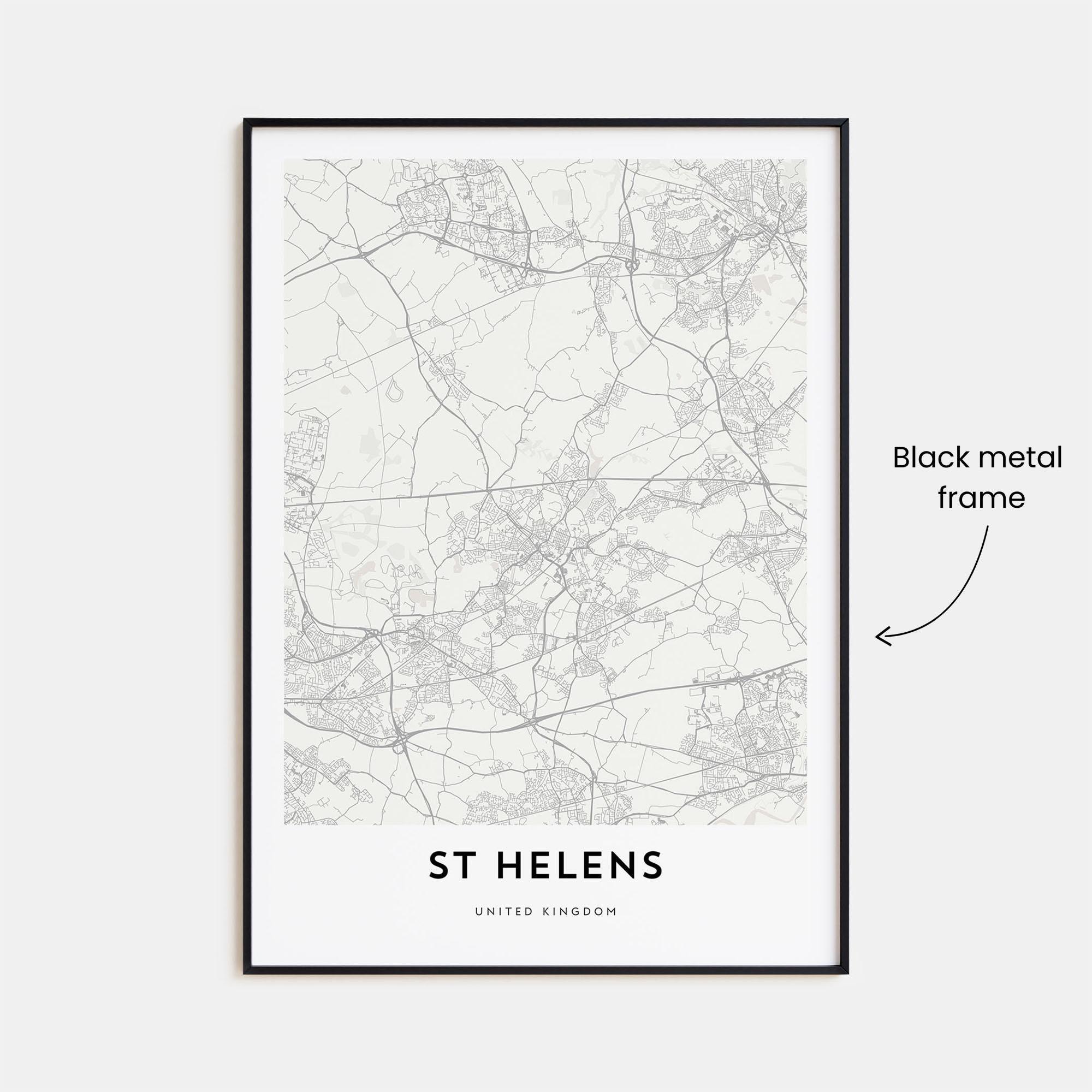 Map of St Helens Print, St Helens Map Gift, St Helens Poster, City Map ...
