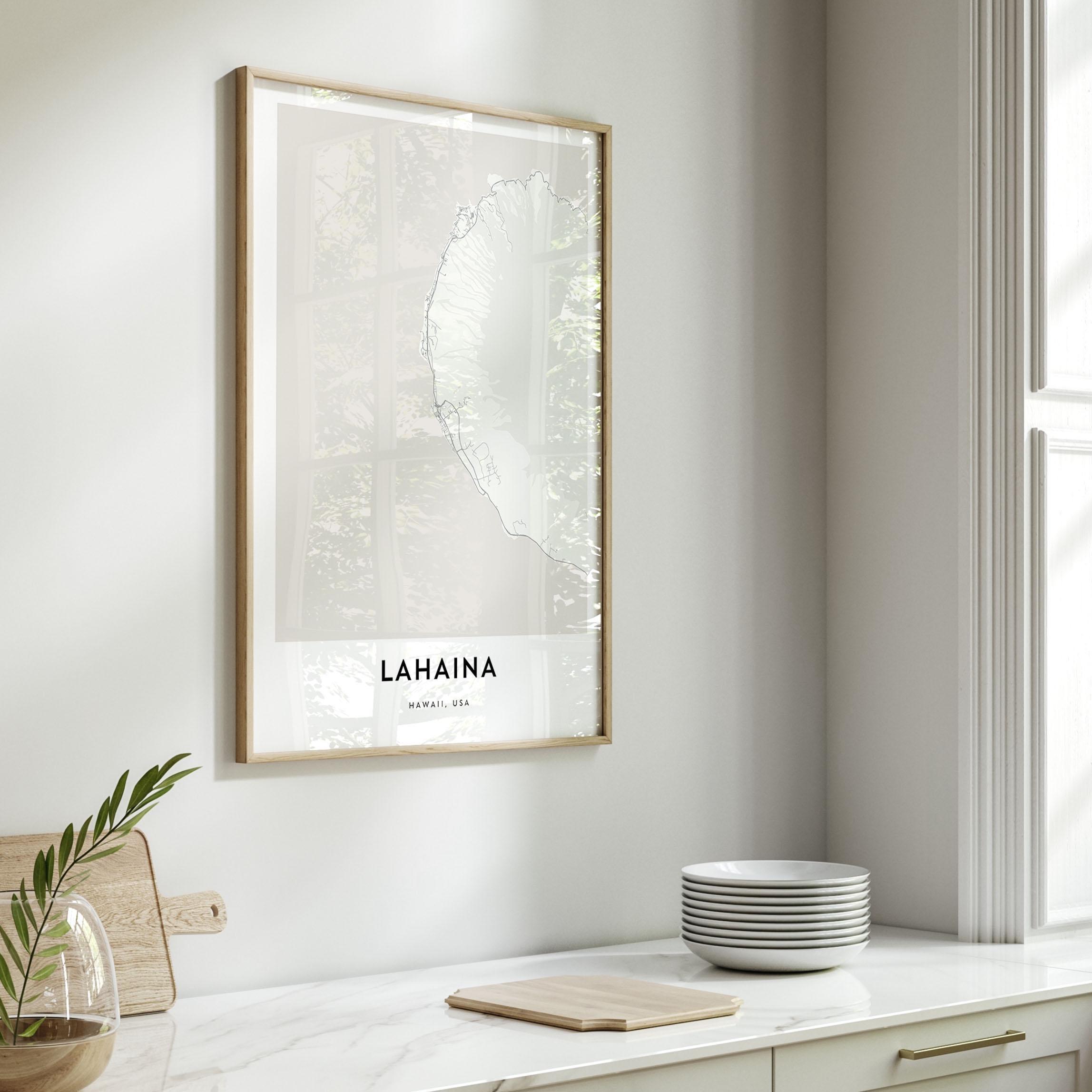 Map of Lahaina Print, Lahaina Map Gift, Lahaina Poster, City Map ...