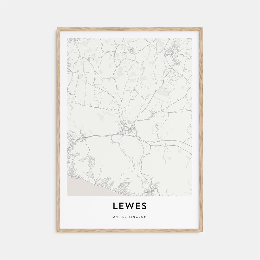Map of Lewes Print, Lewes Map Gift, Lewes Poster, City Map Artwork for ...