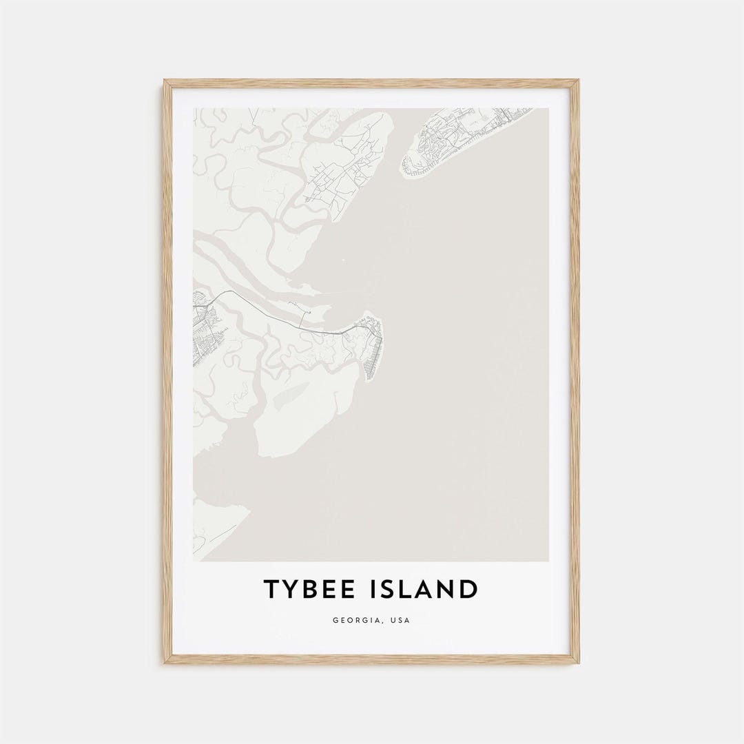 Map of Tybee Island Print, Tybee Island Map Gift, Tybee Island Poster ...