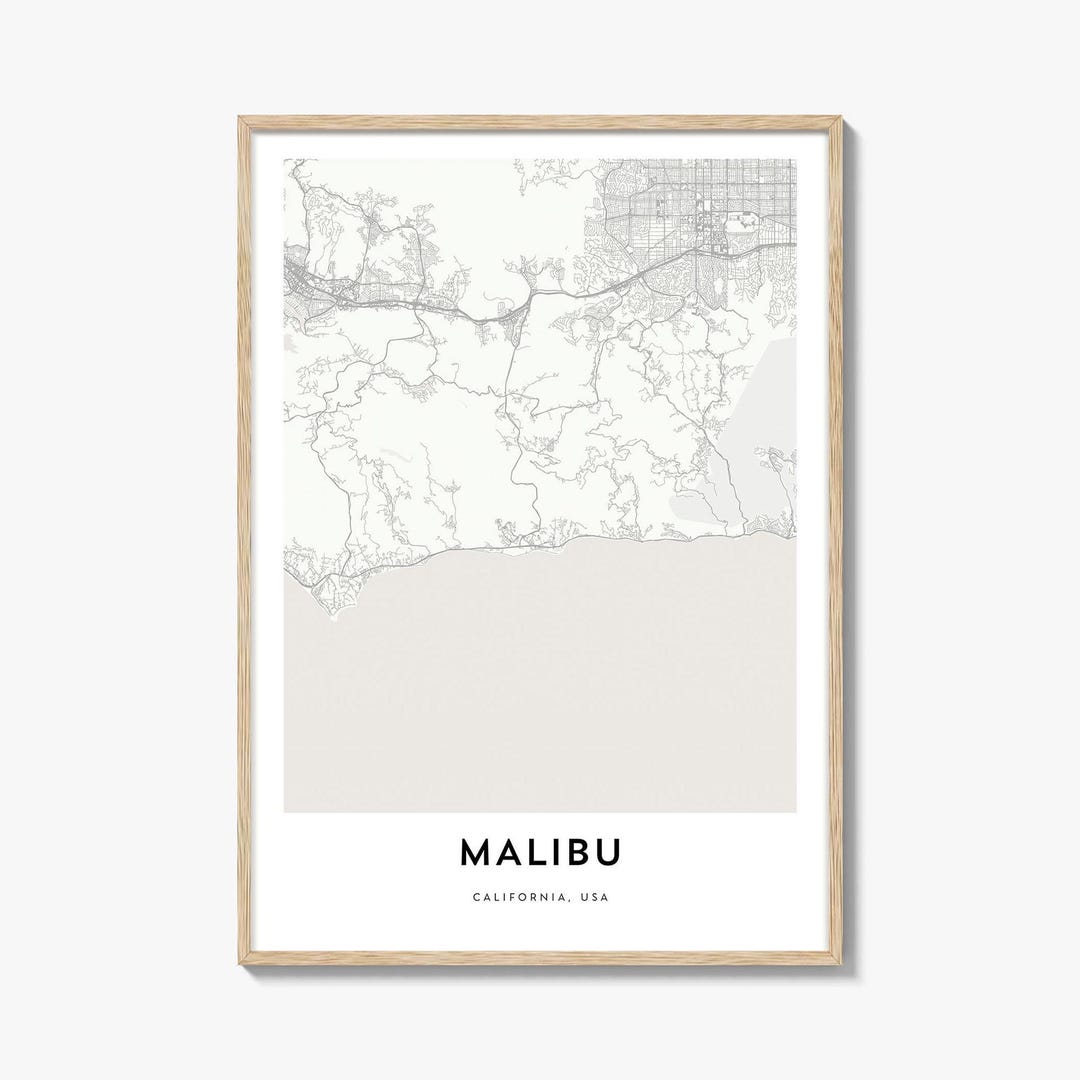 Map of Malibu Print, Malibu Map Gift, Malibu Poster, City Map Artwork ...