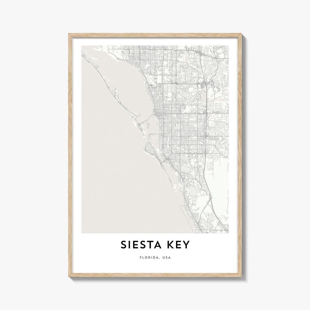Siesta Key Map Poster Print, Florida Wall Art, Sarasota Decor, USA City ...