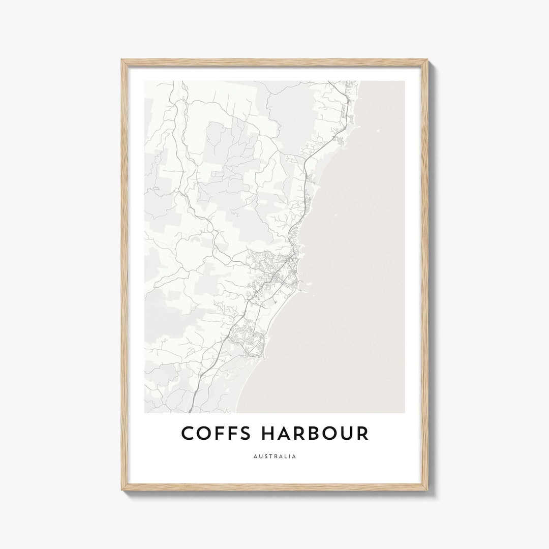 Map of Coffs Harbour Print, Coffs Harbour Map Gift, Coffs Harbour ...